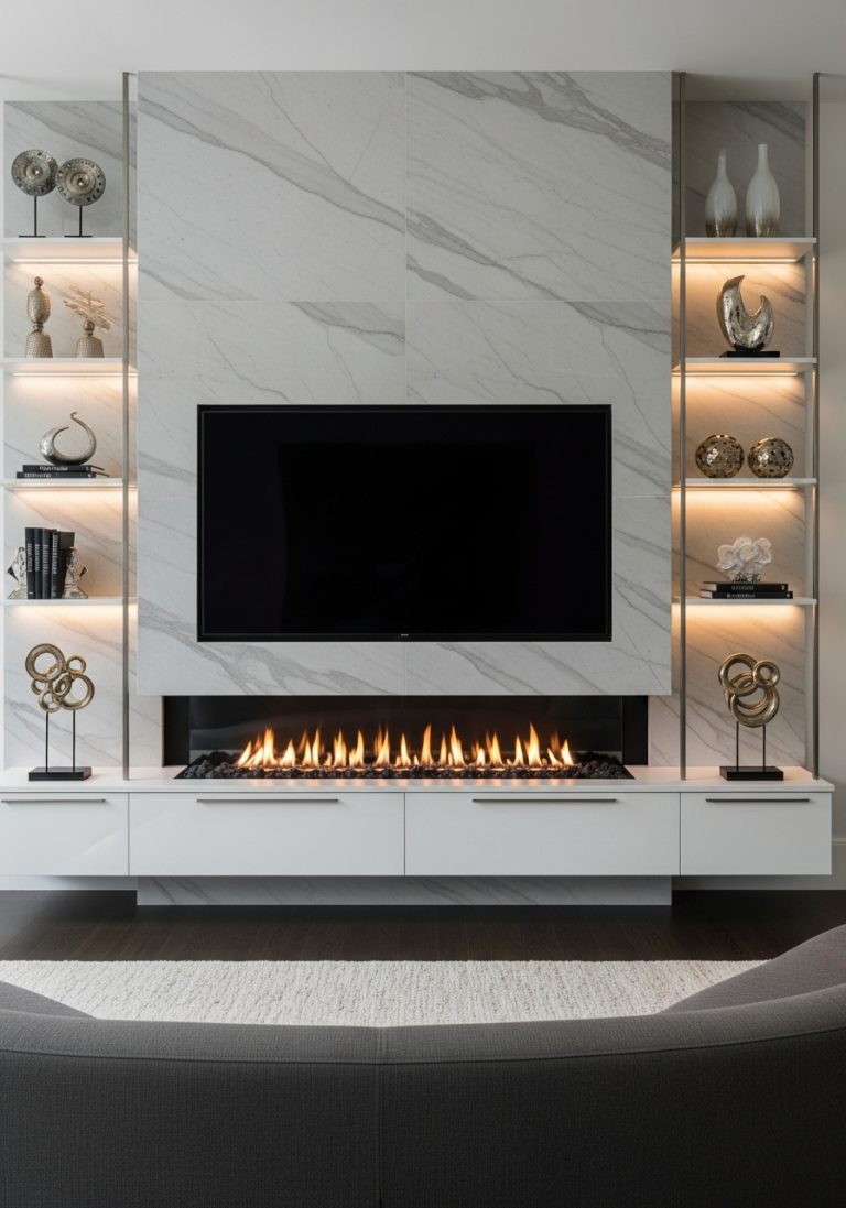 20 Stunning Fireplace Wall Ideas: Luxury Living Room Designs