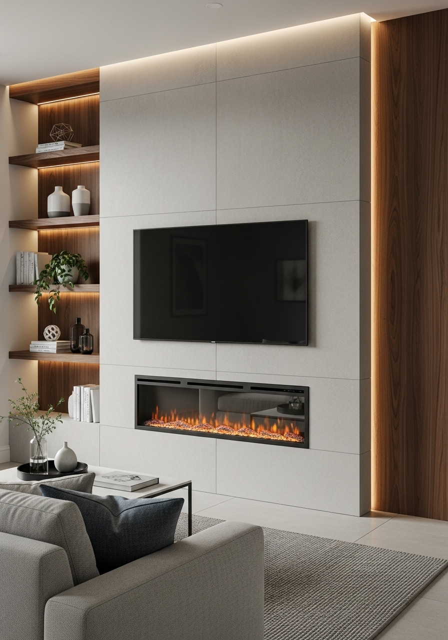 Fireplace TV Wall Designs for Cozy Living Rooms