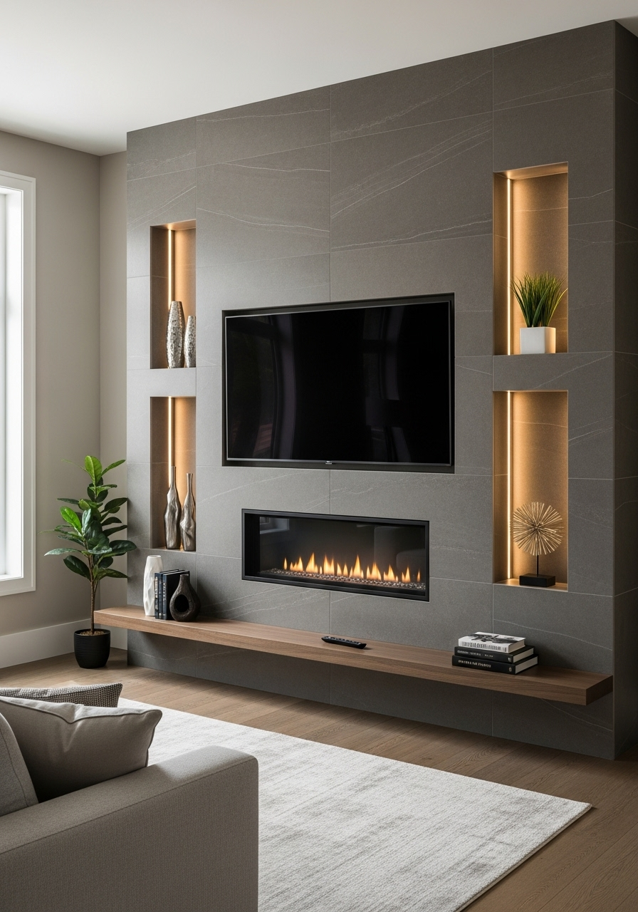 Fireplace TV Wall Designs for Cozy Living Rooms